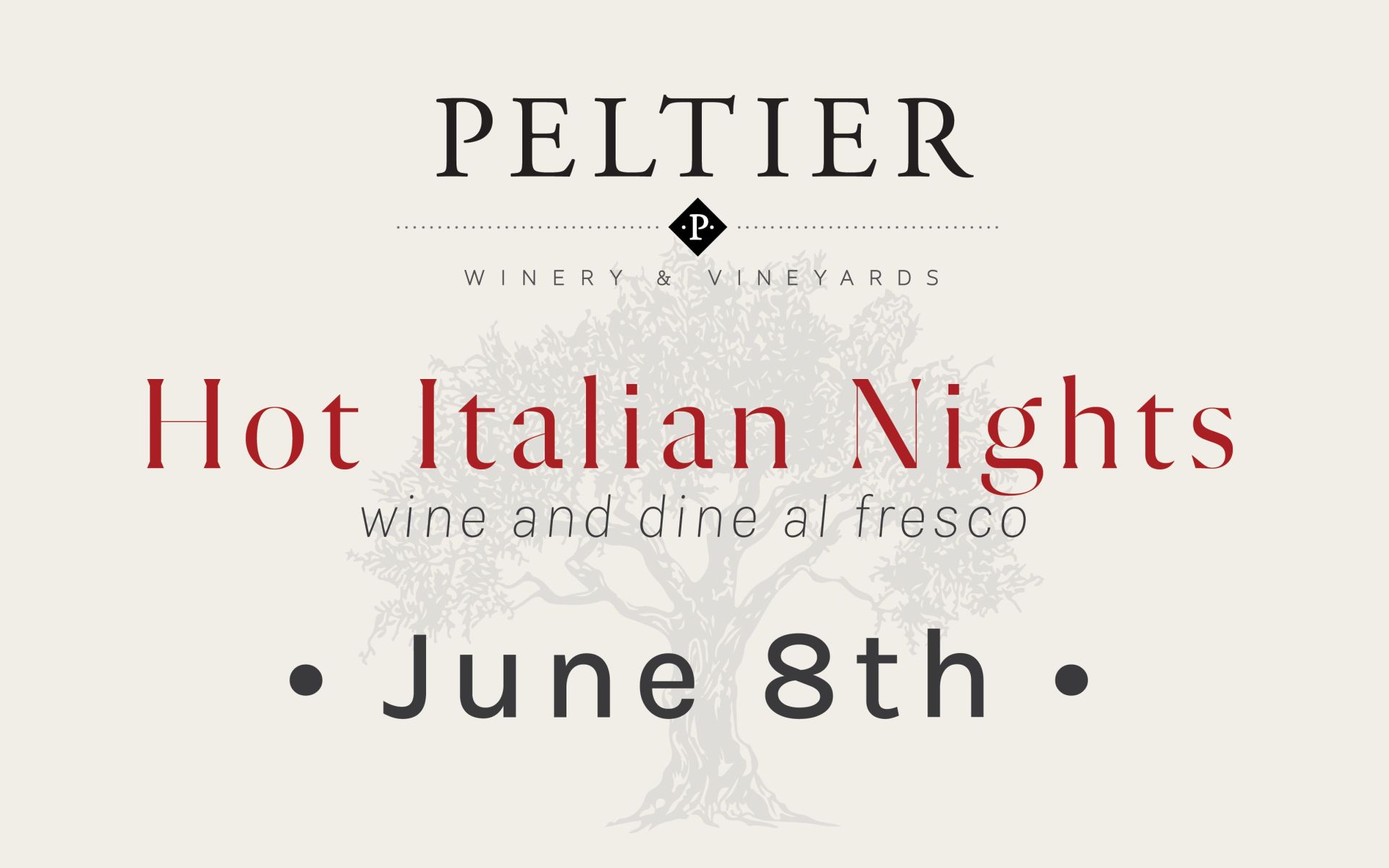 Hot Italian Nights | Saturday, June 8th | 6pm - 9pm - Peltier Winery ...